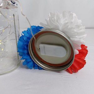 Hand Crafted | Holiday | Patriotic Lighted Mason Jar Floral Arrangement ...